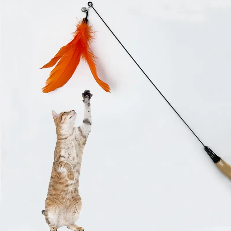 Cat-Toy-Feather-Cats-Stick-Spring-Wooden-Handle-Interactive-Cat-Toy ...