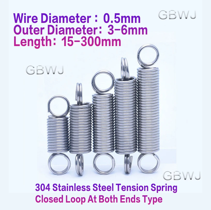 304 Stainless Steel Tension Spring Wire Diameter 0.5mm O Ring ...
