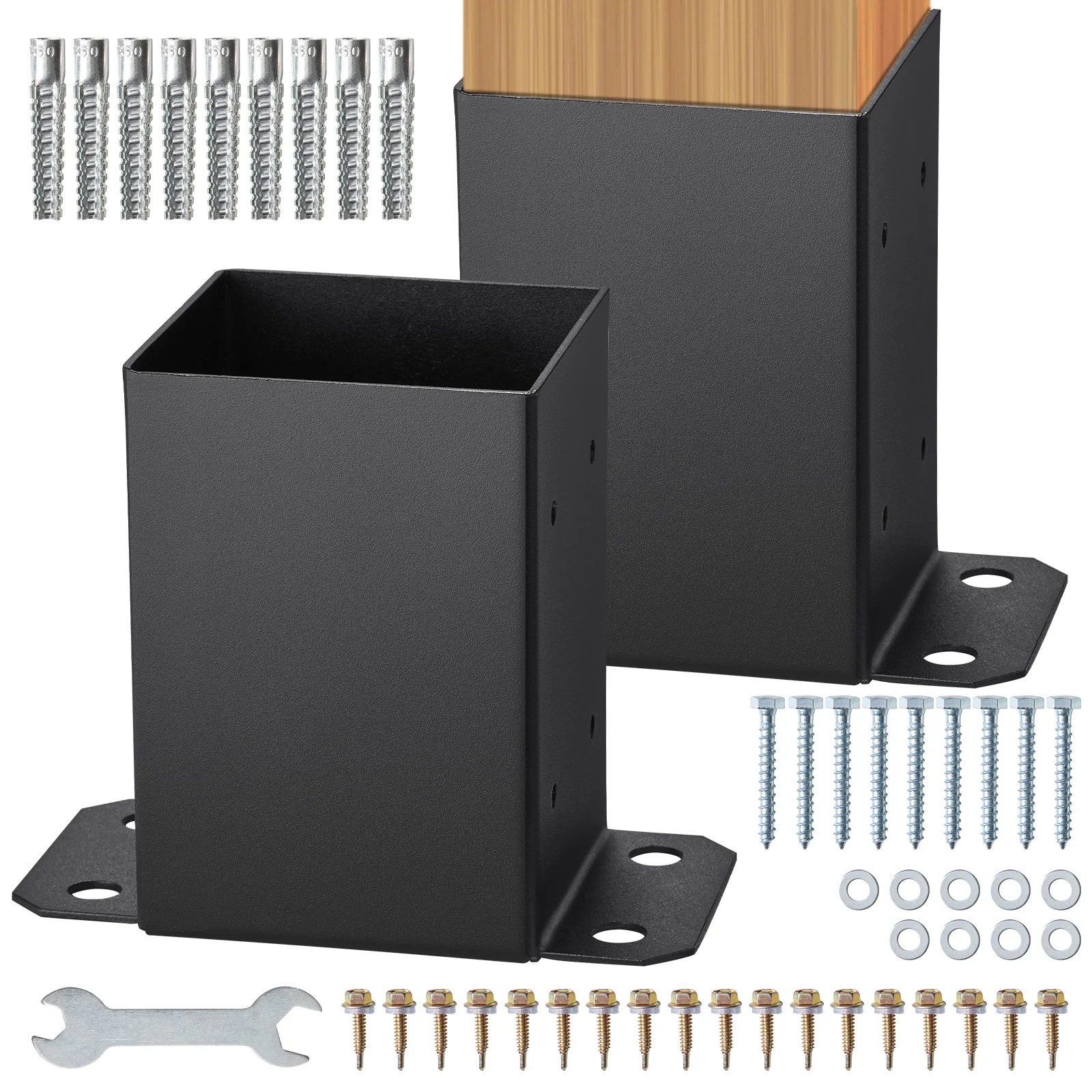 SucceBuy 4x4/ 6x6 Post Base 2/ 4 Pcs Powder-Coated Post Anchor Matte ...