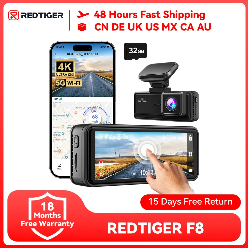 REDTIGER-F8-4K-1080P-5-8G-WiFi-Dash-Cam-Front-and-Rear-GPS-Dash-Camera ...