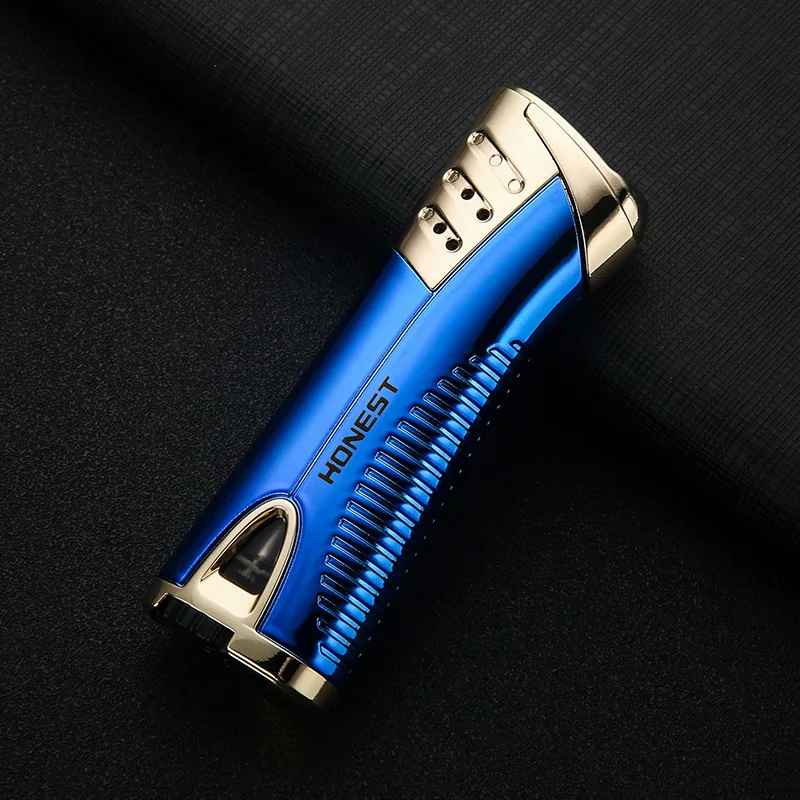 New-Metal-Windproof-Turbine-Torch-Blue-Flame-Butane-Gas-Lighter ...