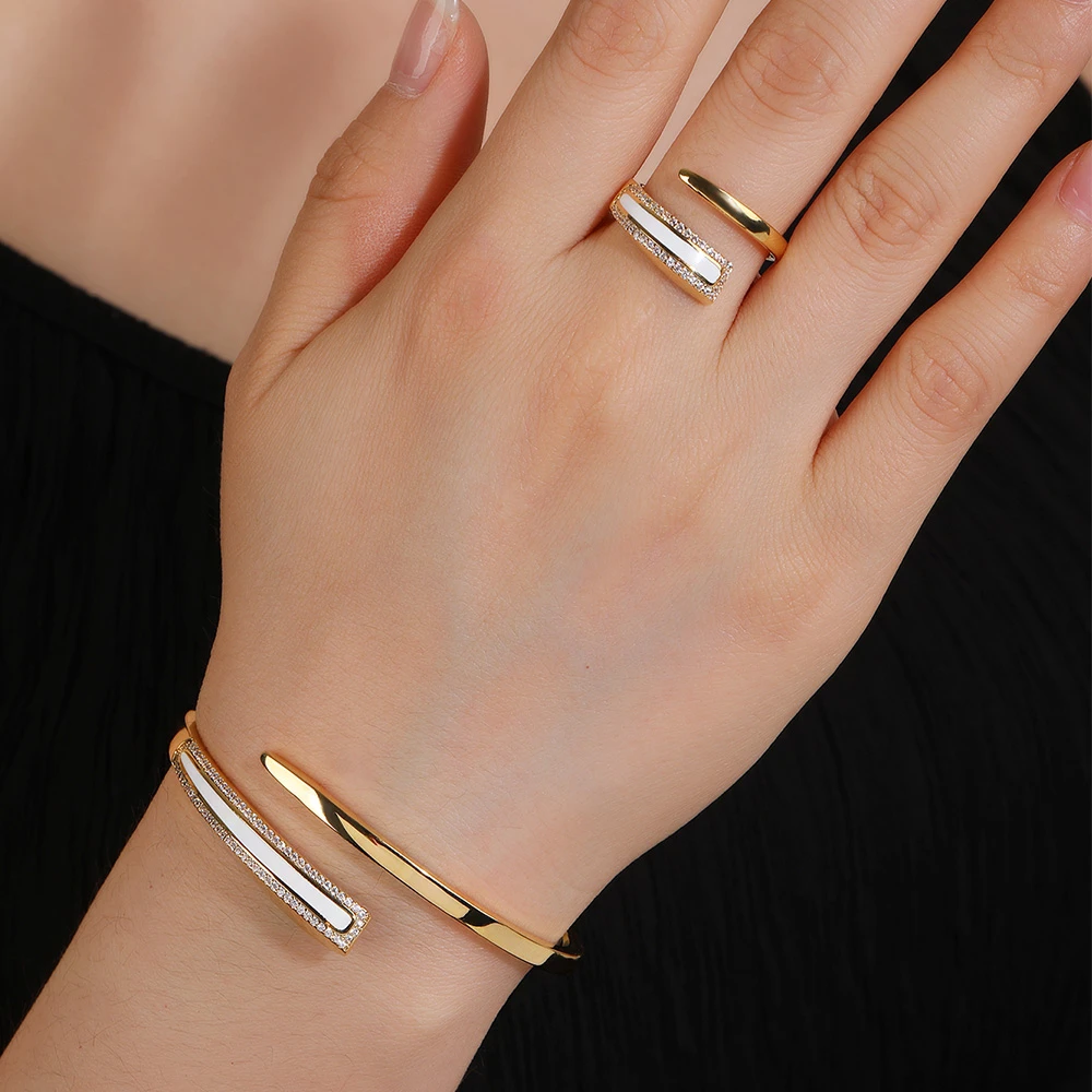 New Luxury Fashion Saudi Arabia Bracelet Ring Jewelry Set Zircon Multi ...