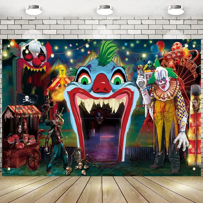 Halloween Eve Clown Photography Backdrop Horror Creepy Scary Background ...