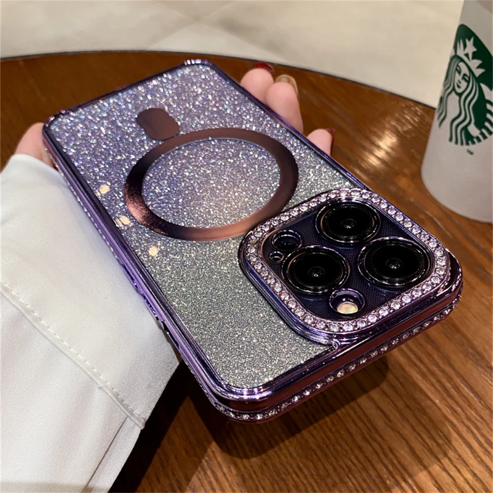 Plating-Luxury-Diamond-For-Magsafe-Magnetic-Charging-Case-For-iPhone-13 ...