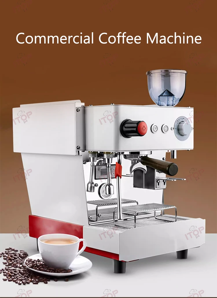ITOP CM-KB Commercial Semi-Automatic Coffee Machine with Flat Burr ...