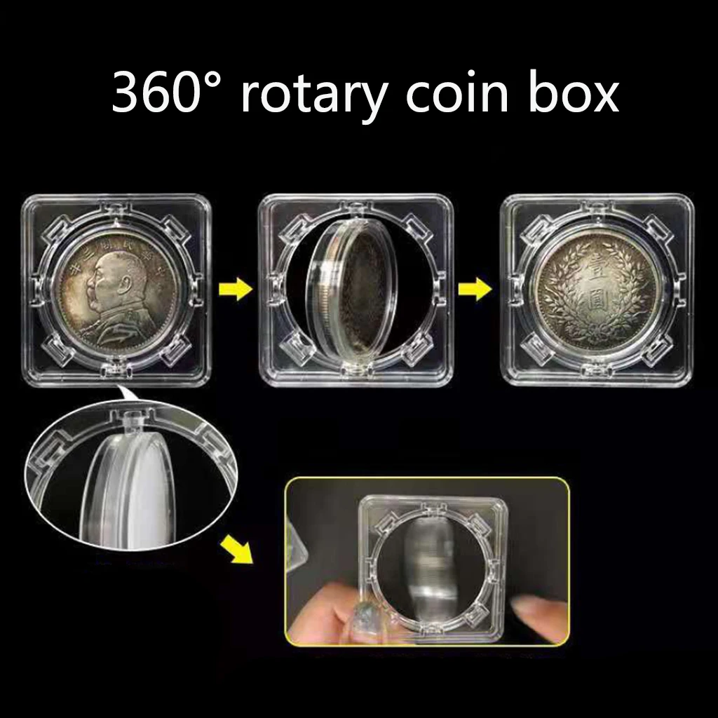 5Pcs-Rotary-40mm-Coin-Holder-Storage-Box-Case-Collectable-Commemorative ...
