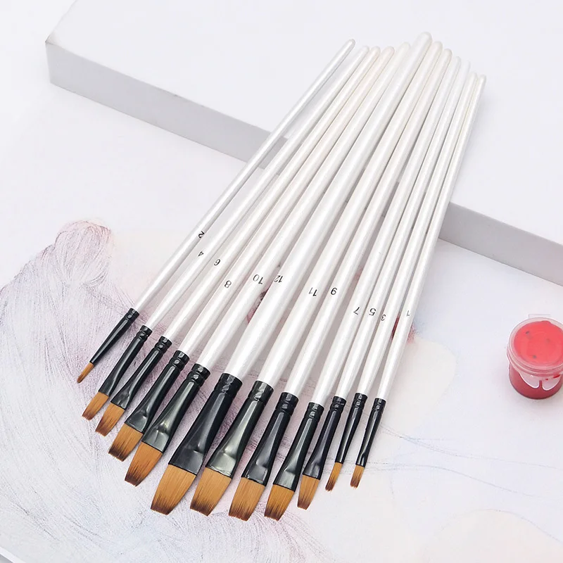 12-pcs-set-DIY-Oil-Acrylic-Painting-Art-Paint-Brushes-Supplies-Nylon-Hair-Wooden-Handle ...