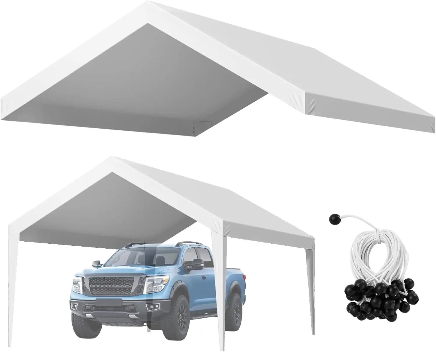 12x20 ft Portable Garage Canopy Cover, Waterproof & UV-Resistant Car ...