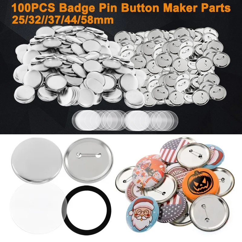 100 Uds. Piezas para hacer botones de insignia de Metal, Pin de 25/32 ...