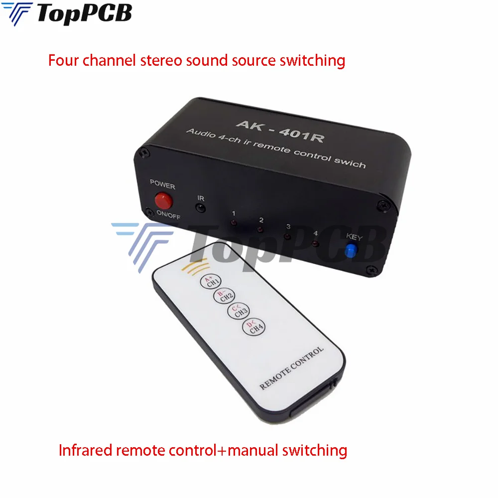 AK-401R-Remote-Control-1-Input-4-Output-RCA-Audio-Distributor-Signal-Selector-Source-Switcher ...