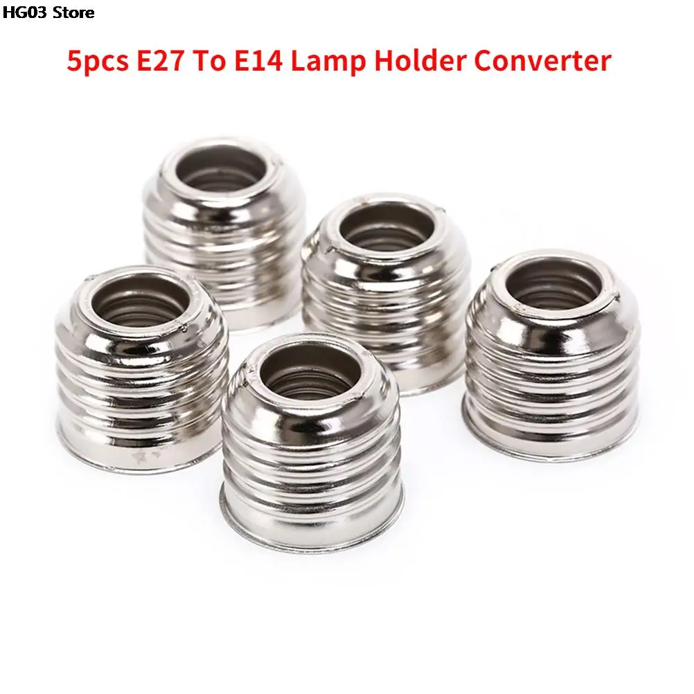 New 5pcs Silver E27 To E14 Lamp Holder Converter Socket Light Bulb Lamp ...