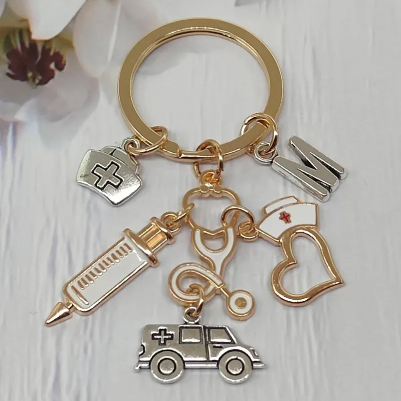Stylish-A-Z-Letters-Doctor-Keychain-Medical-Tools-Syringe-Stethoscope ...