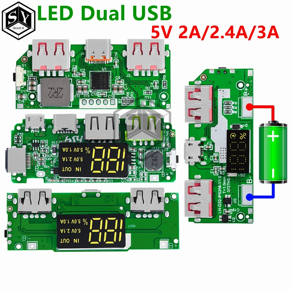LED-Dual-USB-5V-2-4A-Micro-Type-C-USB-Mobile-Power-Bank-18650-Charging ...