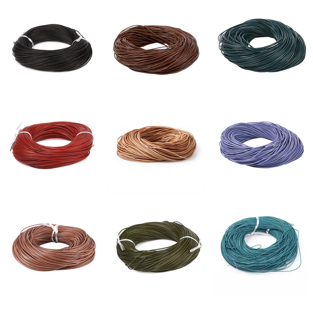 100m Cowhide Leather Cord 1/1.5/2mm Leather Jewelry Cords Ropes Strings ...