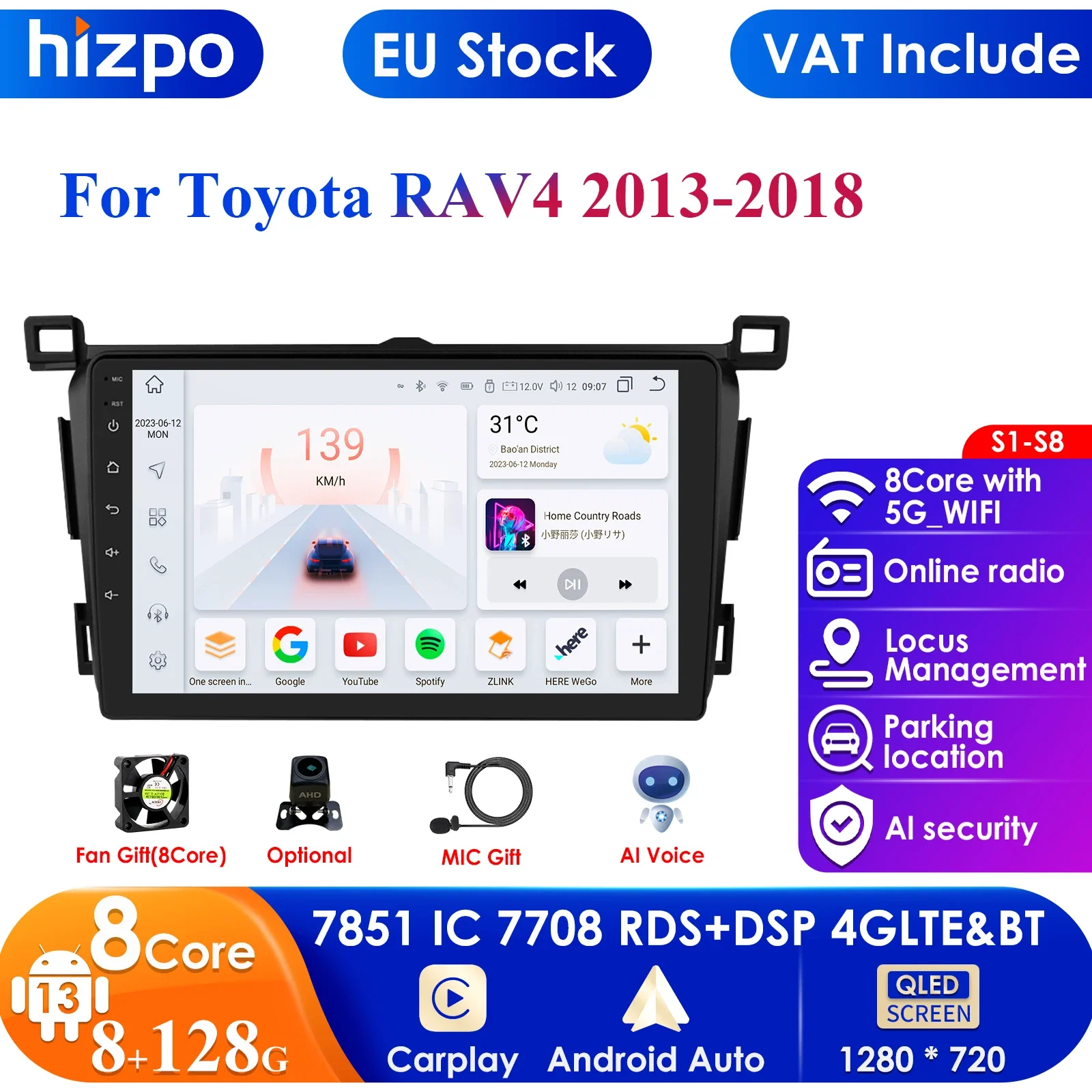Carplay-4G-LTE-AI-9-2Din-Android-12-Car-Radio-for-Toyota-RAV4-Rav-4 ...