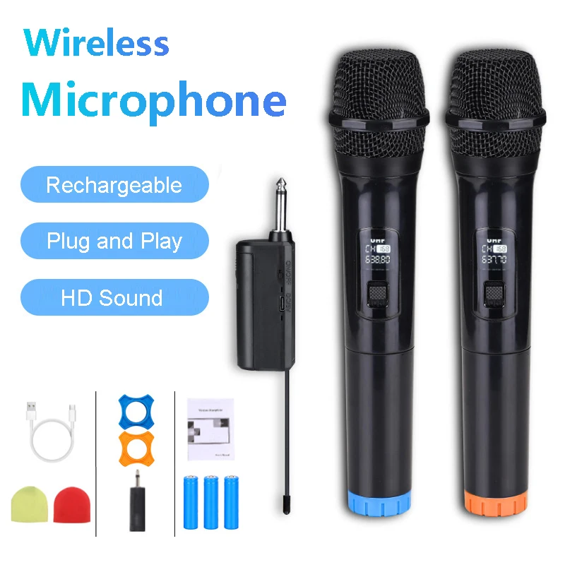 Wireless-Microphone-Dynamic-Handheld-Microphones-Karaoke-Microphone-Mic ...
