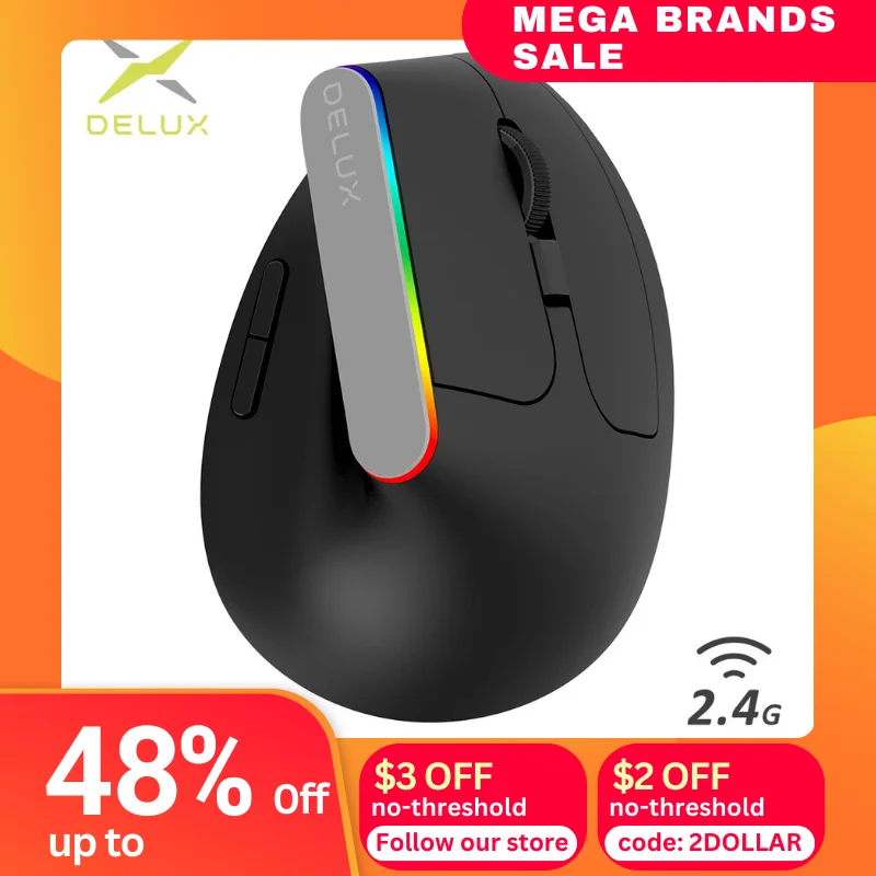 Delux-M618C-Wireless-Silent-Ergonomic-Vertical-6-Buttons-Gaming-Mouse ...