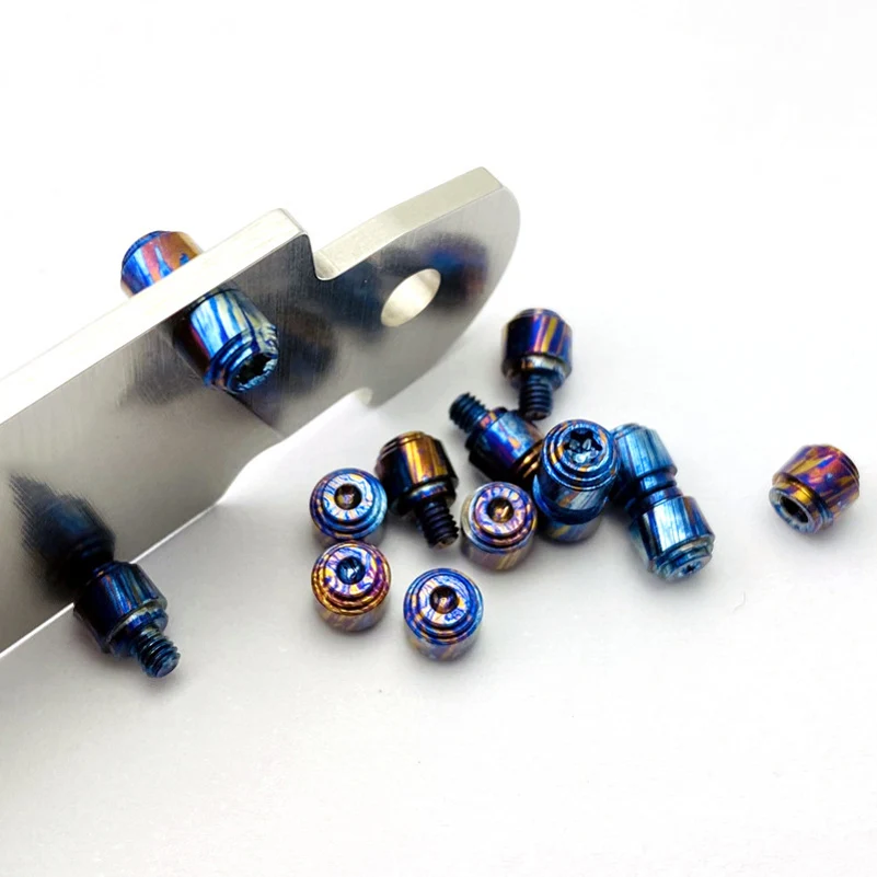 NEW-Custom-Titanium-Damascus-Made-Folding-Knife-Thumb-Stud-Push-Screws ...