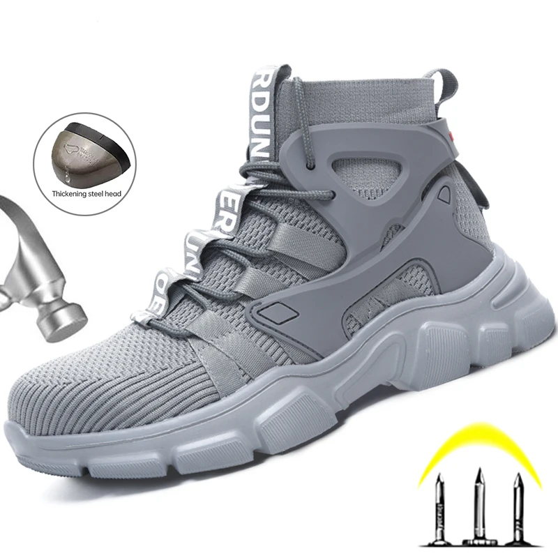 High Top Safety Shoes Men Women Work Boots Steel Toe Work Sneakers ...