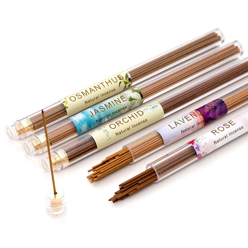 PINNY-10g-Tube-Natural-Flower-Stick-Incense-With-Holder-Rose-Jasmine ...