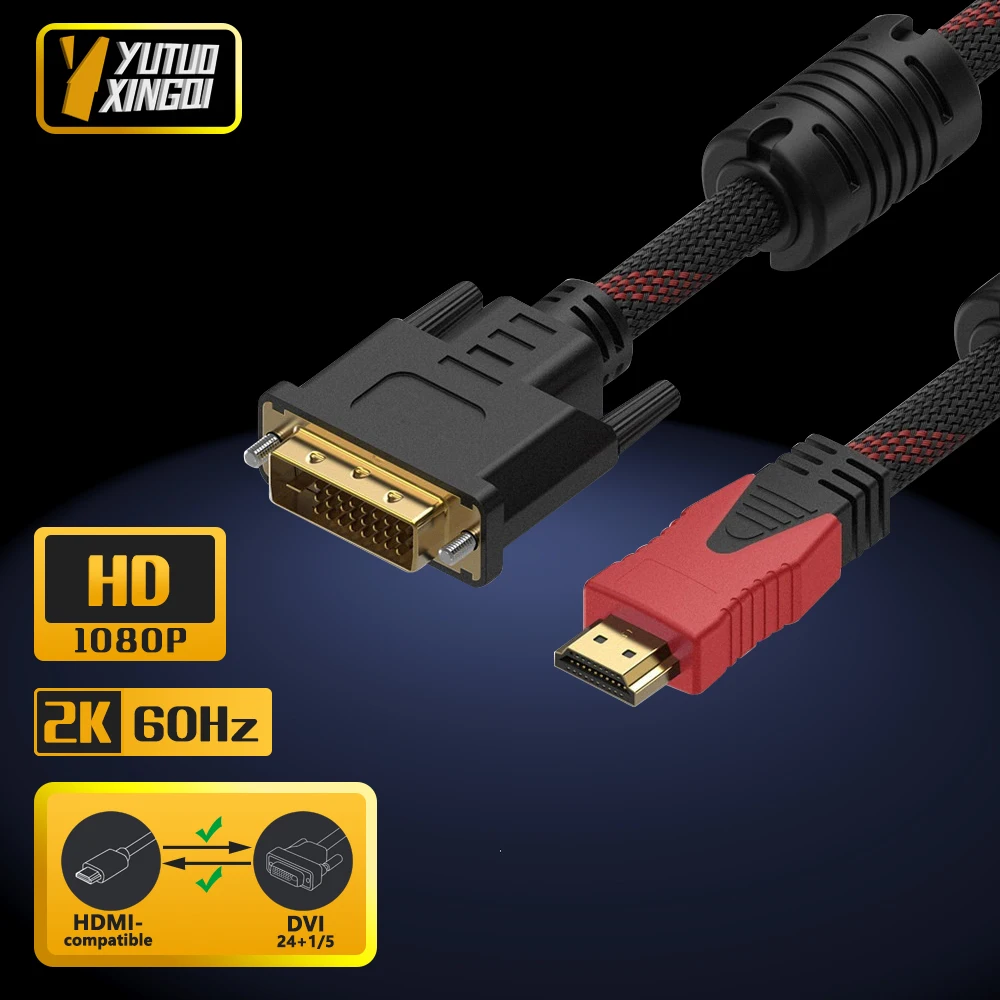 HDMI-compatible-to-DVI-24-1-Braided-Cable-With-DVI-24-5-1080P-HD-Video ...