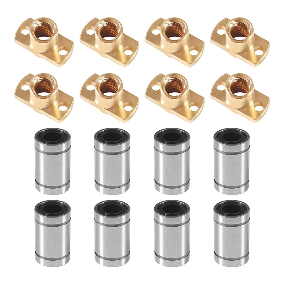 16pcs LM8UU Linear Ball Bearings + T8/8MM Lead Screw Compatible with ...