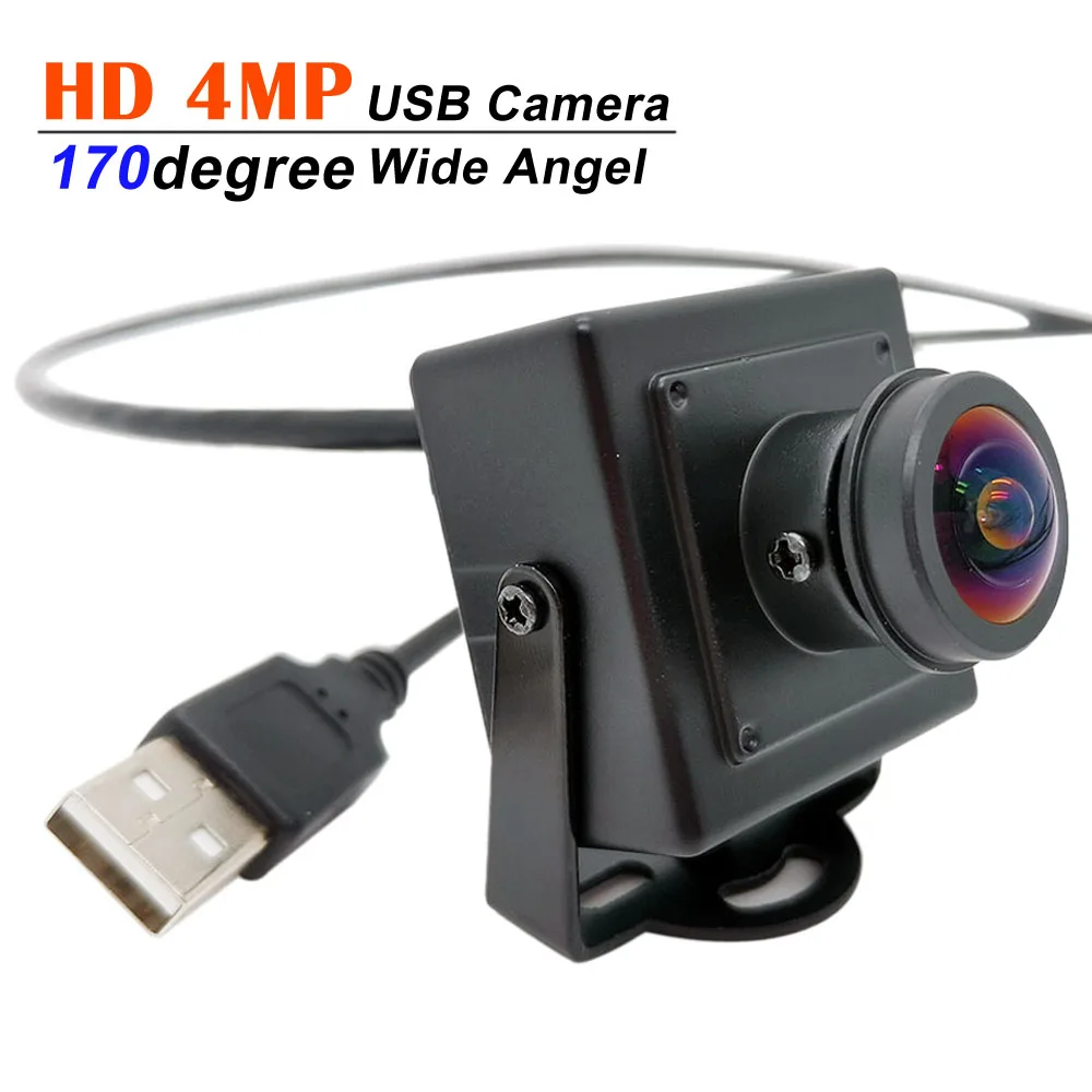 금속 미니 USB 웹캠 UVC 플러그 앤 플레이 PC USB 카메라, 4MP 울트라 HD 고속 CMOS, 170 도 광각, 30fps, 2560X1440