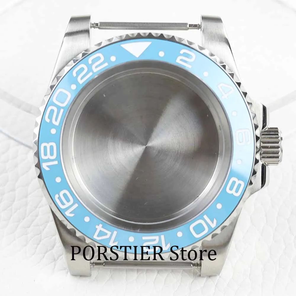 ice blue ceramic bezel Watch Case 40mm 316L Steet Sapphire waterproof ...