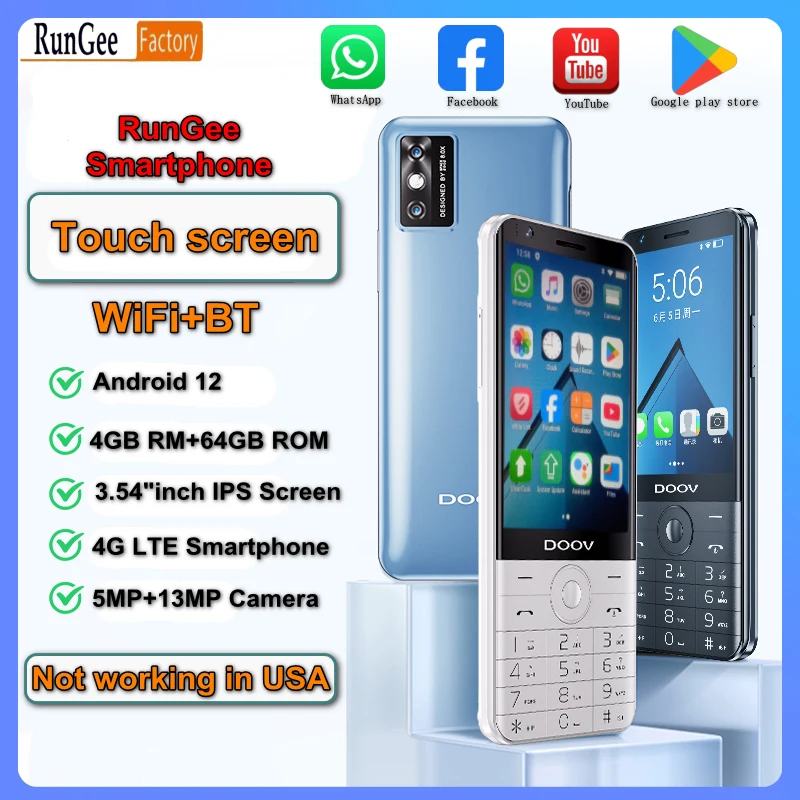 Rungee zello Pro Smart Touch Screen Phone Wifi 3.54''Inch 4GB 64GB ...
