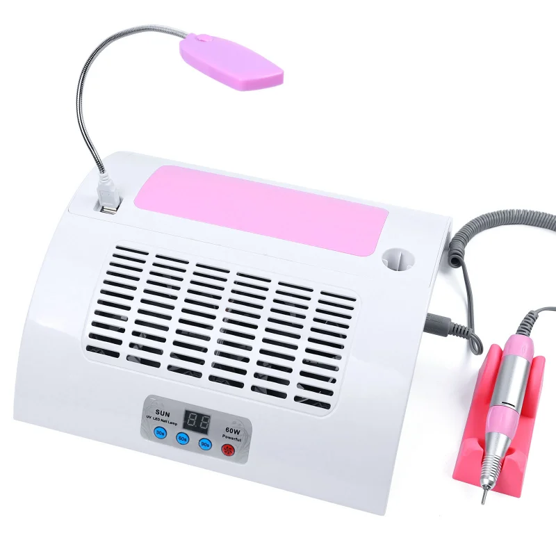 Uv Led 네일 램프 젤 폴리시 건조기 전기 드릴 기계 네일 집진기 팬 진공 청소기 다기능 매니큐어 기계