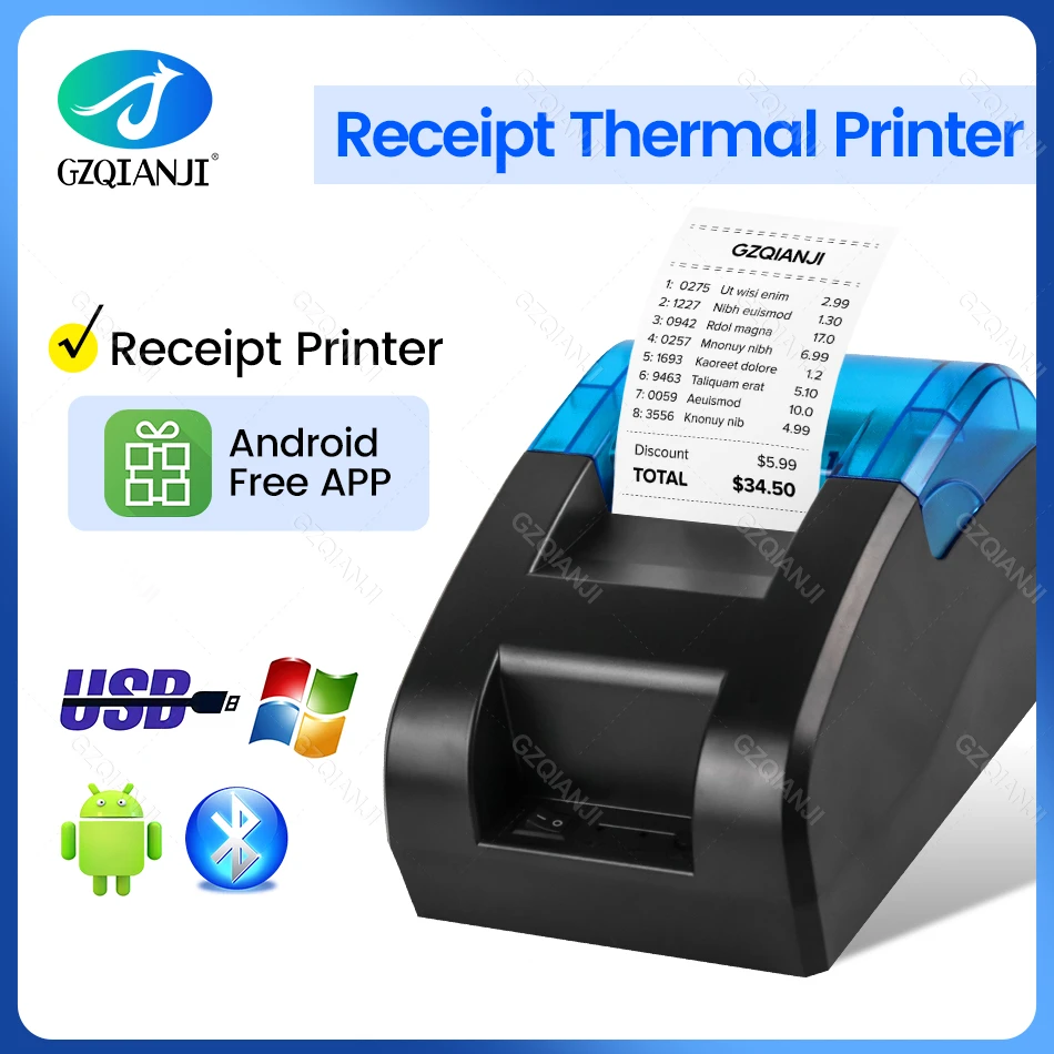 58MM Desktop POS Cashier Printer USB Bluetooth Thermal Receipt Printer ...