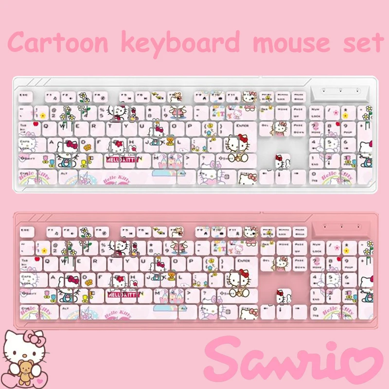 Sanrio-Kawaii-Hello-Kitty-Kuromi-Anime-Keyboard-Cartoon-Style-Wireless ...