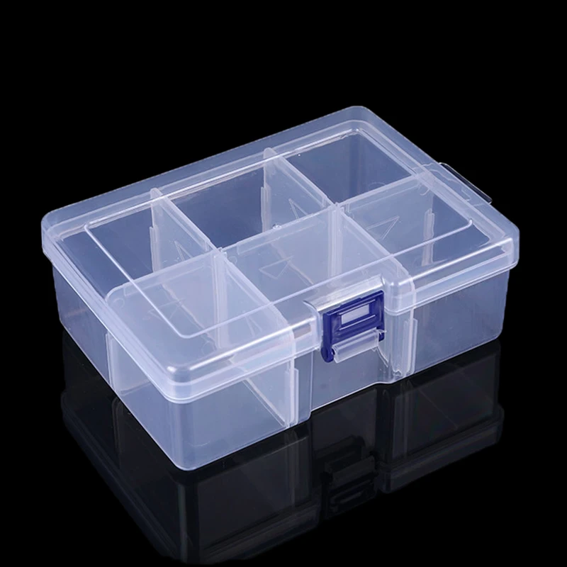 6-Grids-Plastic-Removable-Divider-Storage-Box-Adjustable-Organizer-Case ...