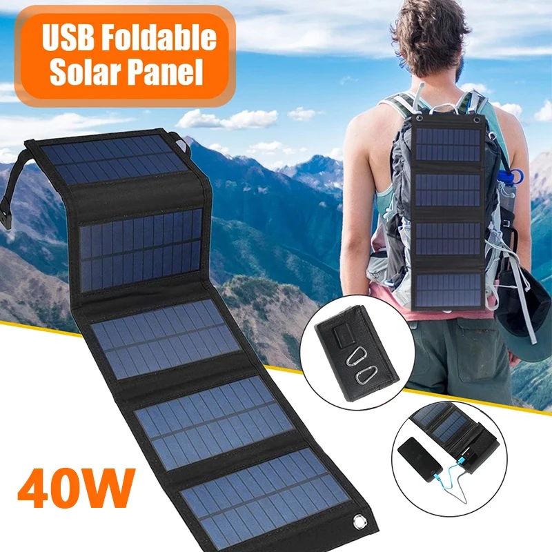 Foldable-USB-Solar-Panel-Outdoor-40W-25W-Flexible-Solar-Plate-Camping ...