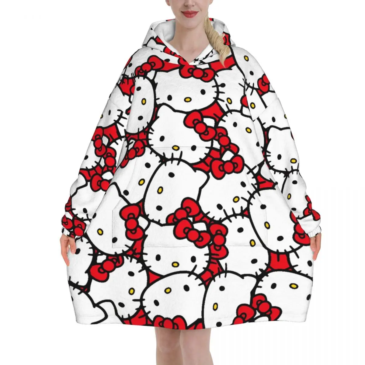 Hello Kitty Poncho Adult: The Ultimate Wearable Blankie for Cozy ...