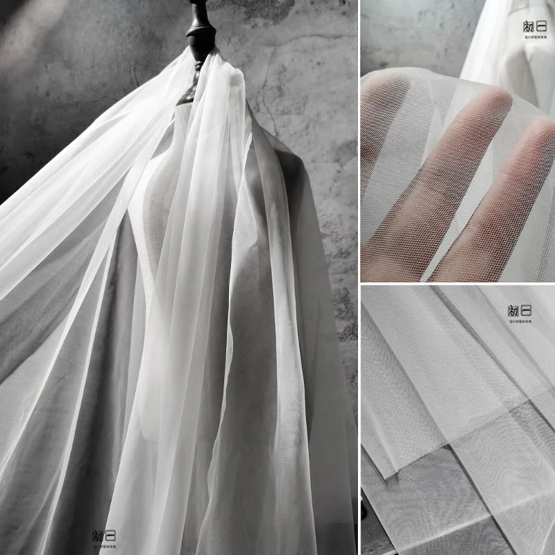 Super-Transparent-Soft-Mesh-Fabric-Black-White-Red-Wedding-Dress ...