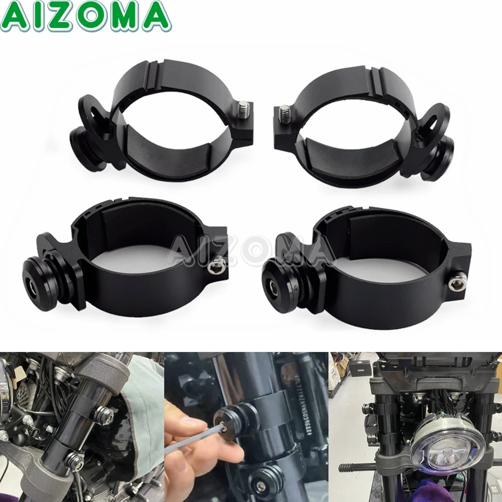 Motorcycle-Headlight-Fairing-Mount-Clamp-48mm-55mm-Front-Forks-Bracket ...