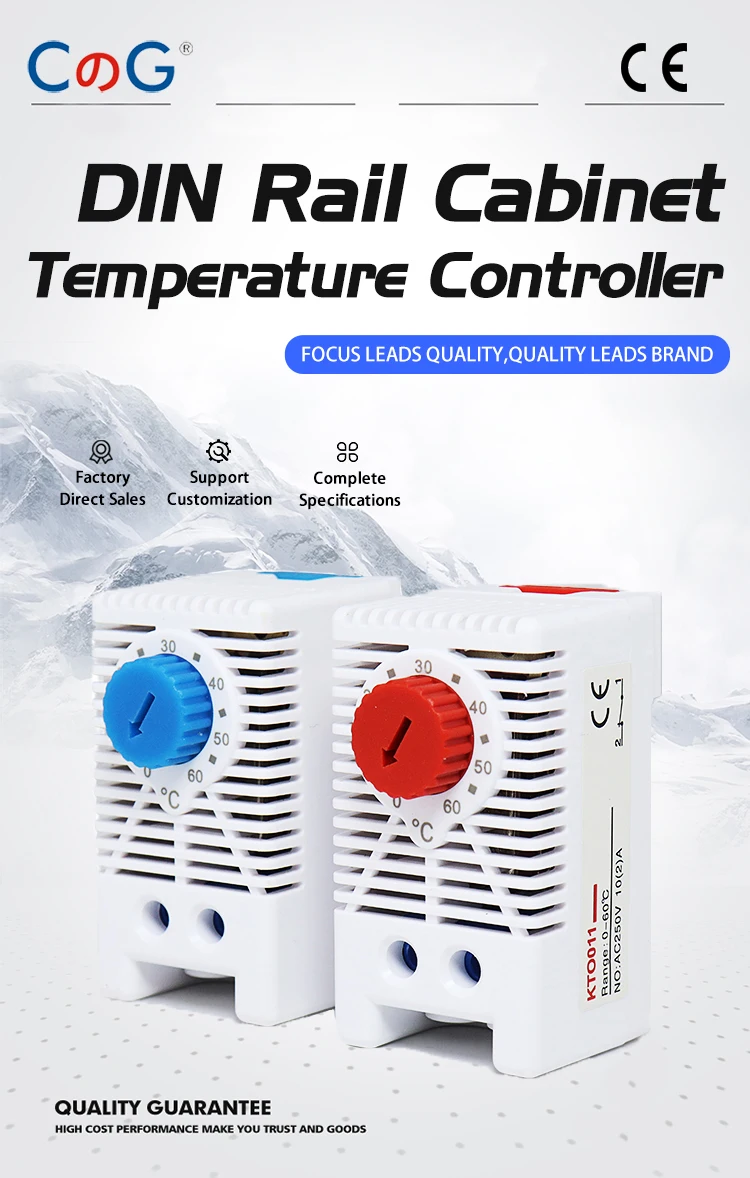 CG KTO011 KTS011 NC/NO Cabinet Temperature Controller 0-60℃ DIN Rail ...