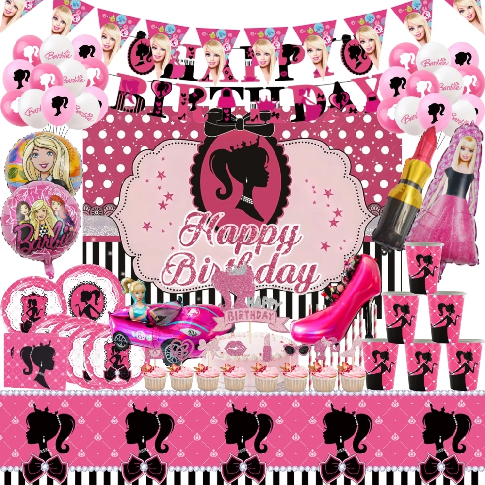 Barbie-Birthday-Party-Decora-es-Bal-es-Saco-Topper-Do-Bolo-Banner ...