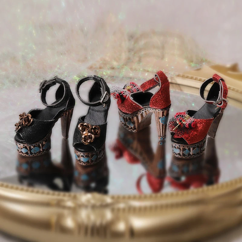 BJD Shoes 1/4 for Minifee Miwa Girl Moe Line Body Black and Red Retro ...
