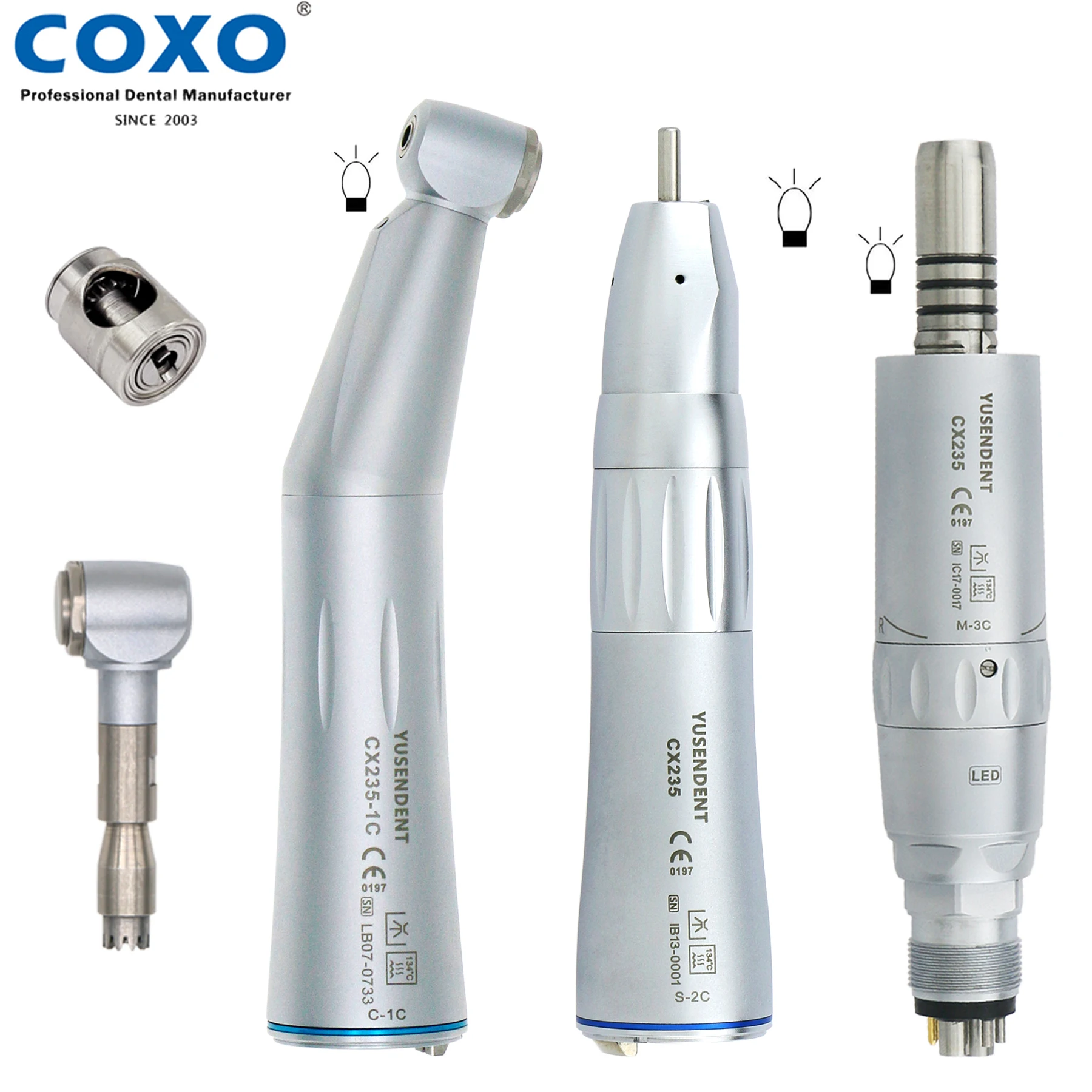 COXO Dental1:1Low Speed Fiber Optic Handpiece Contra Angle Straight ...