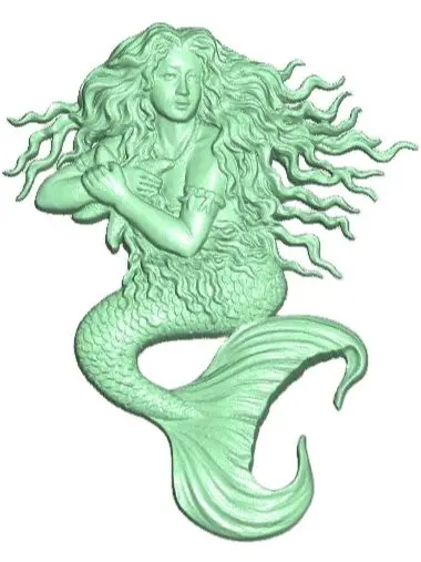 mermaid 3D model relief STL model for CNC Router carving engraving ...