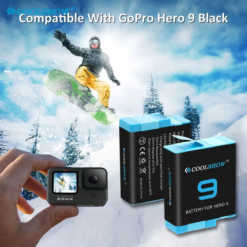 Battery for Gopro Hero 9 / 10 / 11 /12 Battery 1800mAh Digital for ...
