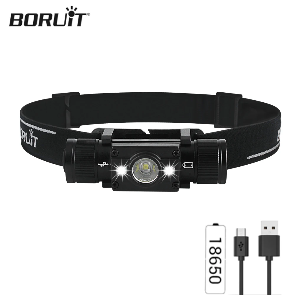 BORUiT-HP300-LED-Headlight-Powerful-18650-Battery-Type-C-Rechargeable ...