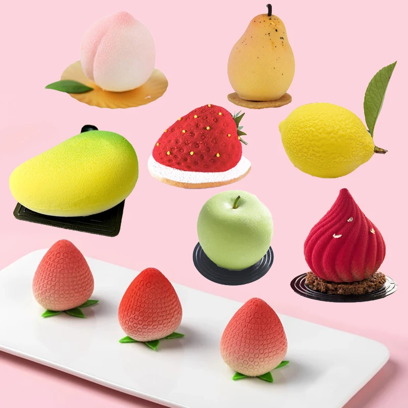 Fruit-Design-Mousse-Cake-Mould-Silicone-Cake-Mold-Strawberry-Apple ...
