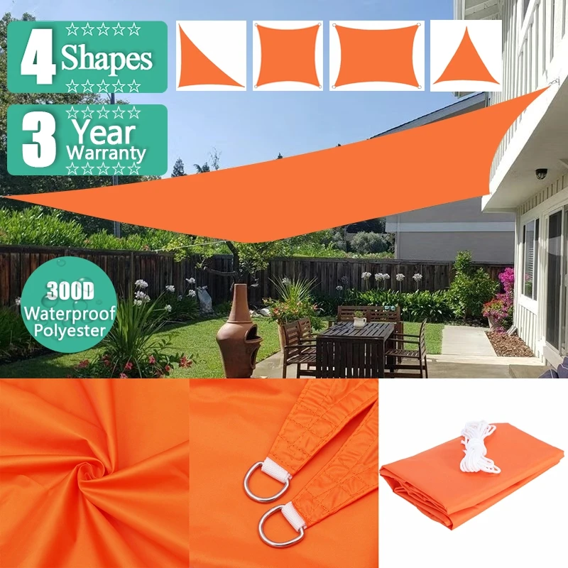 Orange Waterproof Sunshade Sail Outdoor Camping Sun Shelter Garden ...