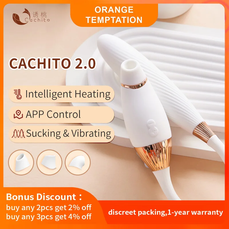 Cachito 2in1 Sucking Vibrator App Control Heating Thrusting Dildo for Women G-spot Clit Sucker ...