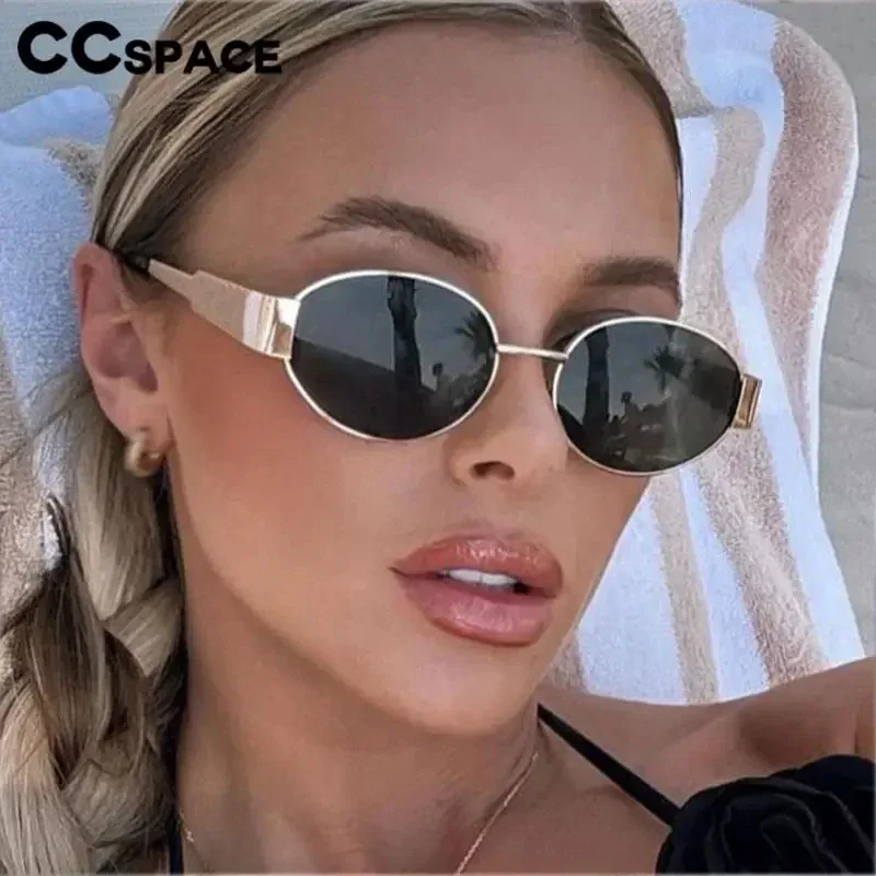 57560-Oval-Metal-Sun-Eyeglass-Women-Popular-Outdoors-UV-Protection ...