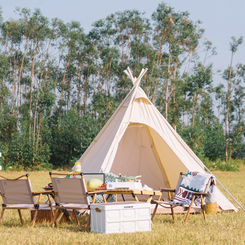 Outdoor-4-Season-Cotton-Canvas-Camping-Pyramid-Tent-Adult-Tent-Indian ...