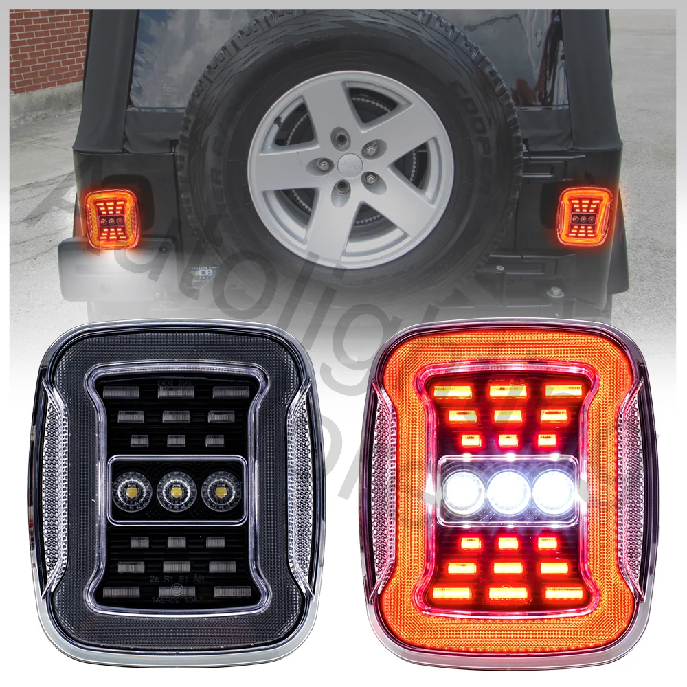 2PCS LED Rear Bumper Tail Lights Brake, Turn Signal, Reverse & Running ...